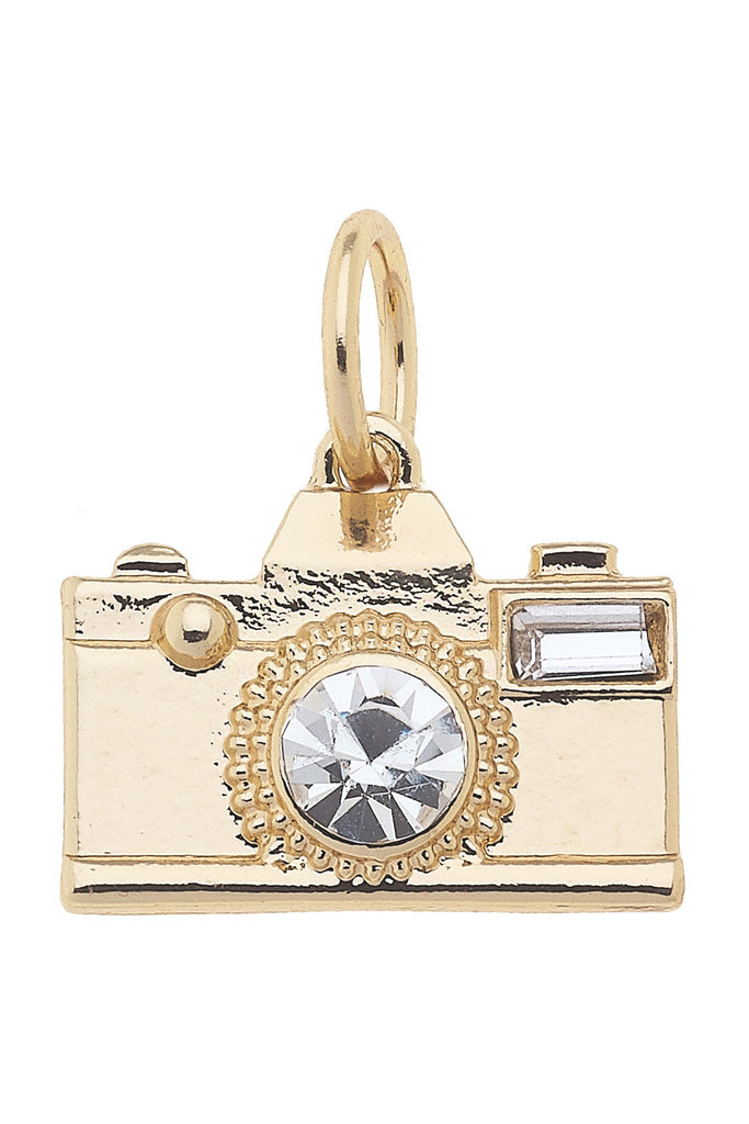 Rhinestone Camera Charm - Vintage Design - .75" - Shiny Gold – Paper ...