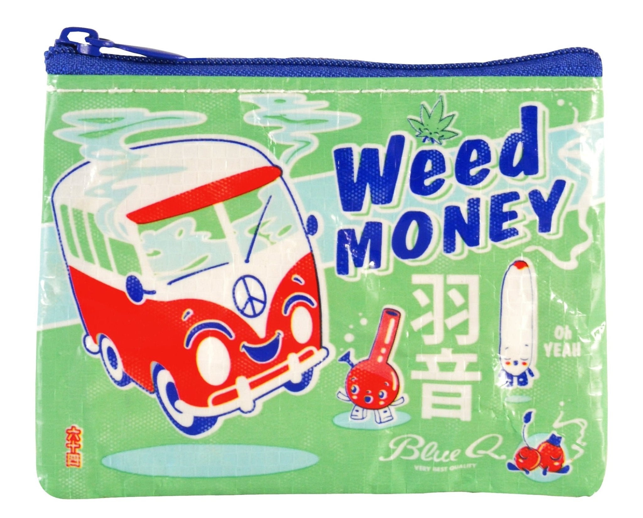 Weed Money Coin Purse - Blue Q | Fun & Durable Zipper Pouch | Paper ...