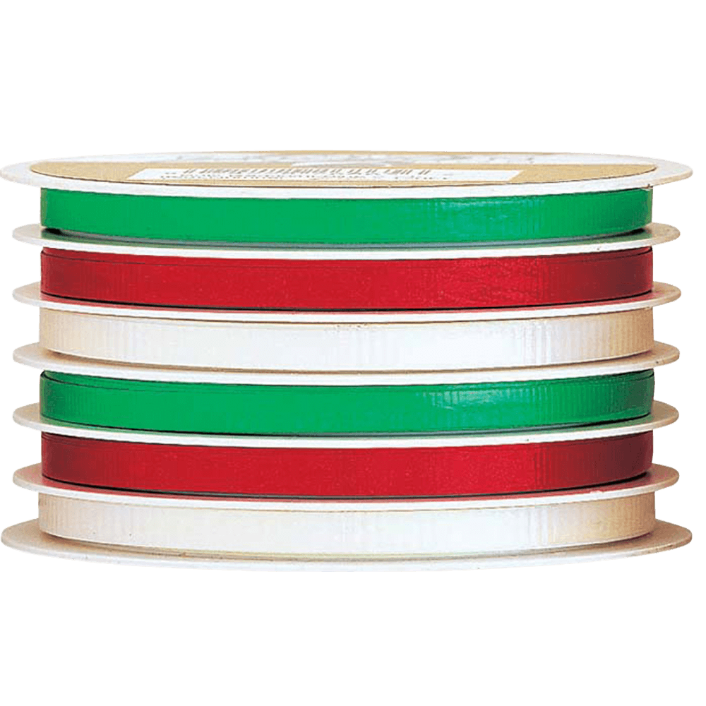 Red & Green Metallic With Iridescent White Six Channel Curling Ribbon ...